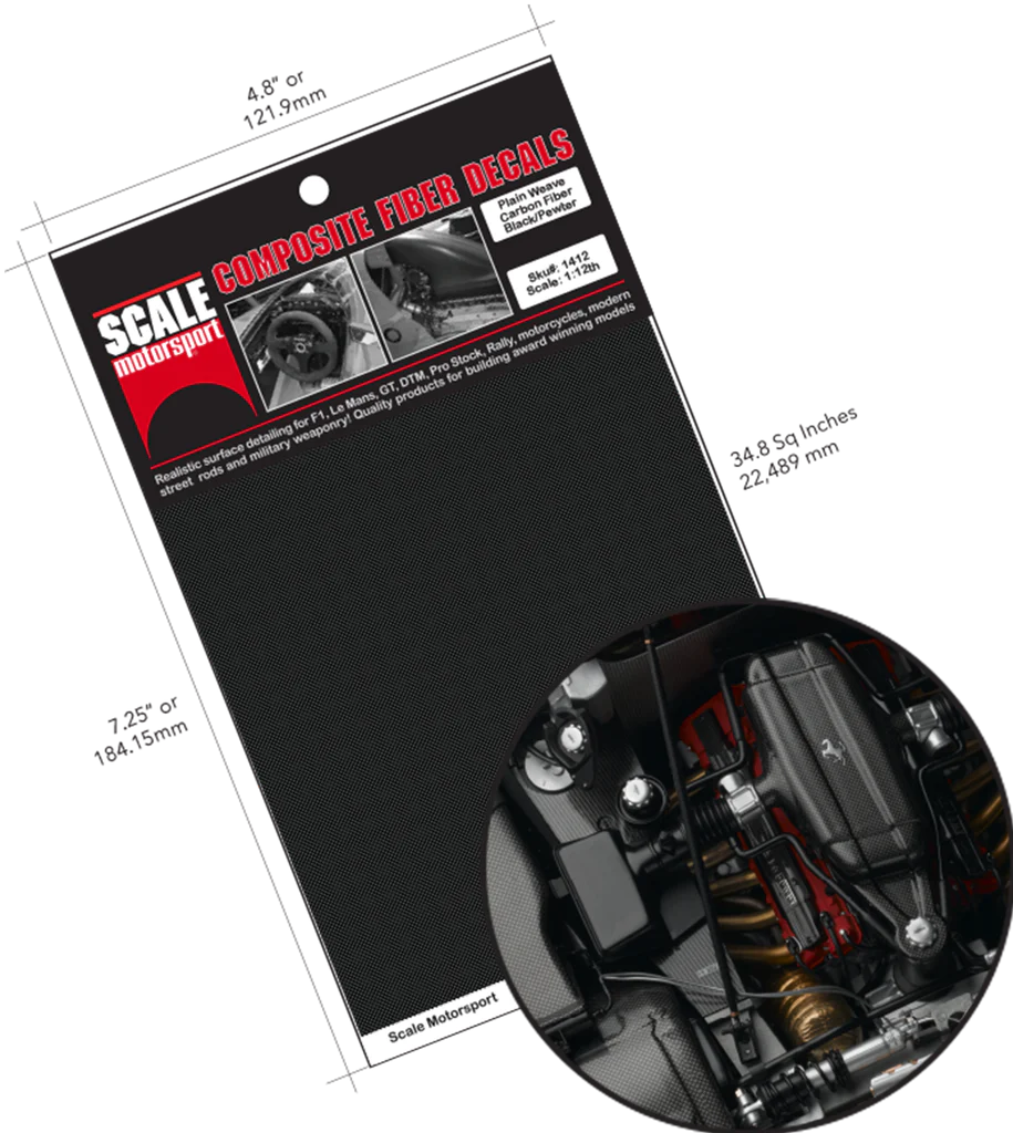 Scale Motorsport 1/24 CARBON FIBER PLAIN WEAVE MODEL CAR WATERSLIDE DE